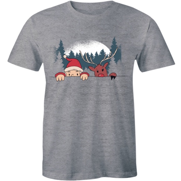 Half It | Shirts | Santa Deer Hiding During Christmas Funny Tshirt ...